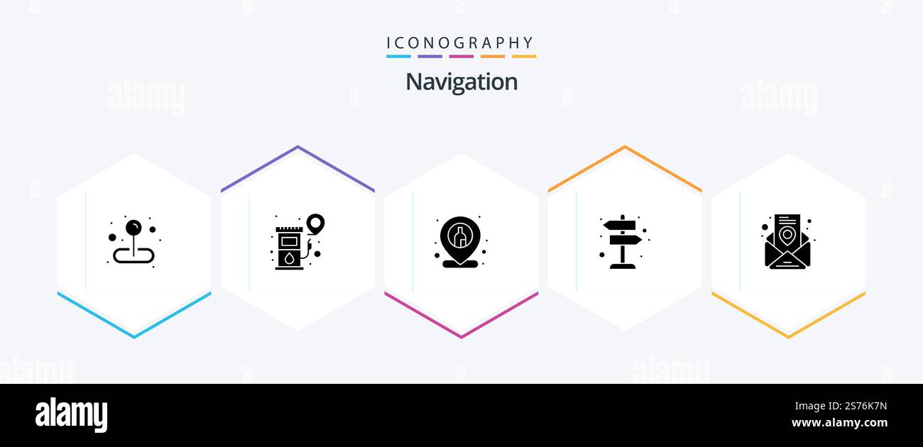 Navigation 25 Glyph icon pack including location. left right. bar ...