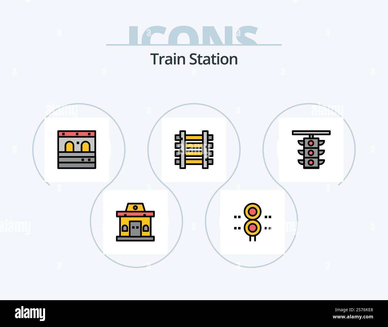 Train Station Line Filled Icon Pack 5 Icon Design. train. railways. station. train. door Stock ...