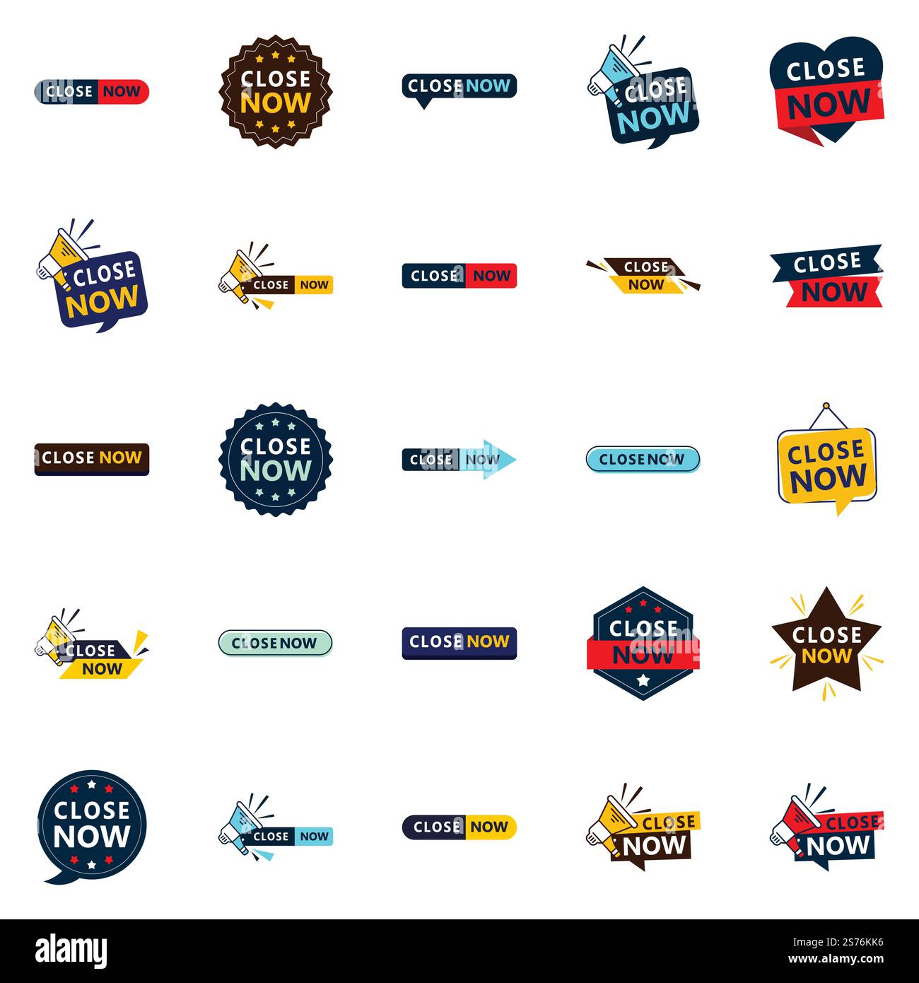 Close Now Text Banners Pack of 25 Stock Vector Image & Art - Alamy
