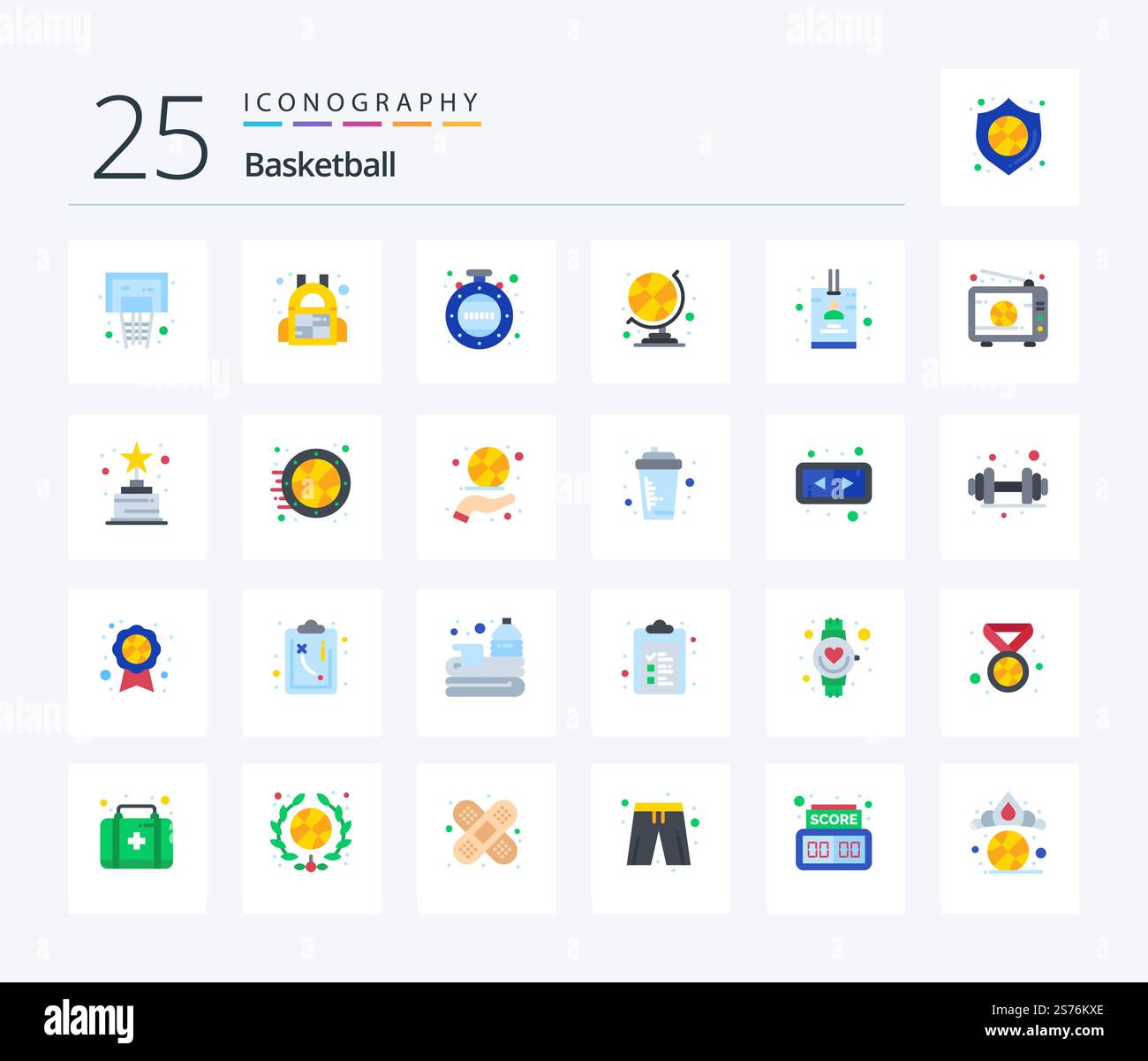 Basketball 25 Flat Color icon pack including basketball. id. minutes ...