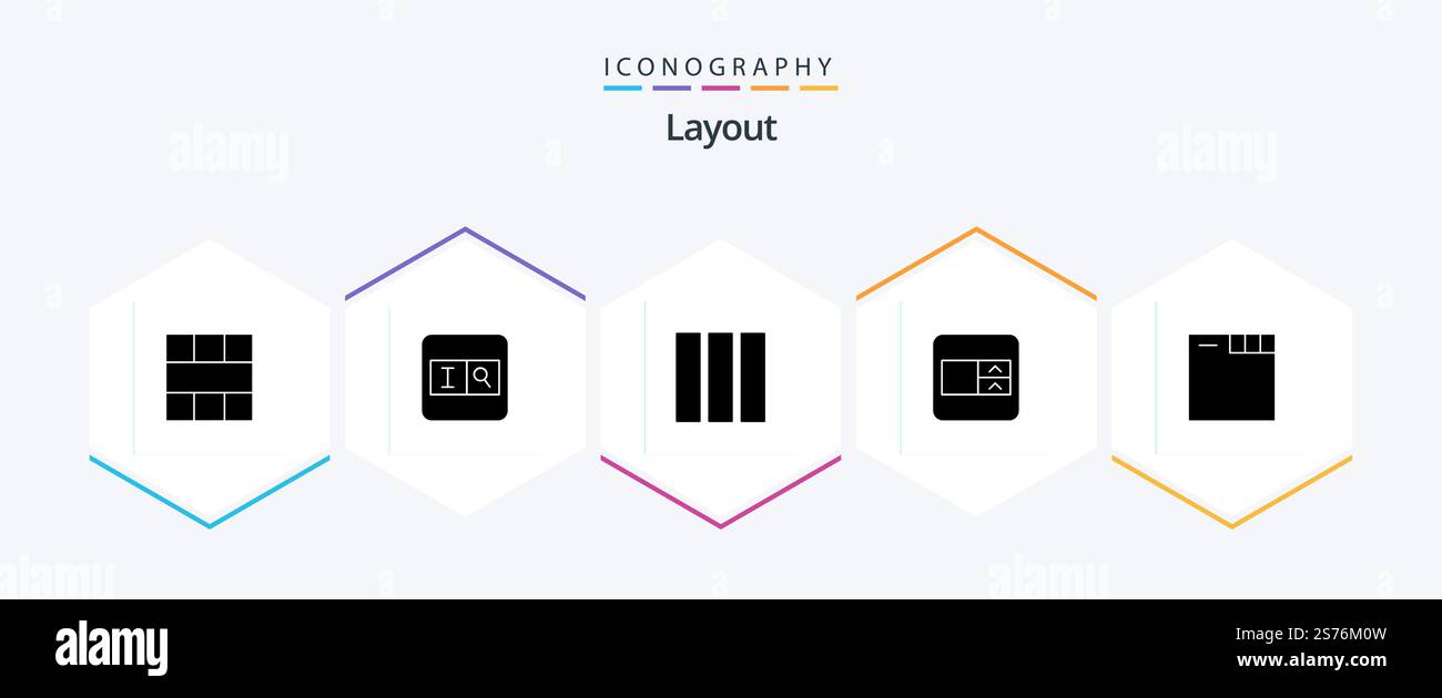 Layout 25 Glyph icon pack including . tabs. column. browser. select box ...