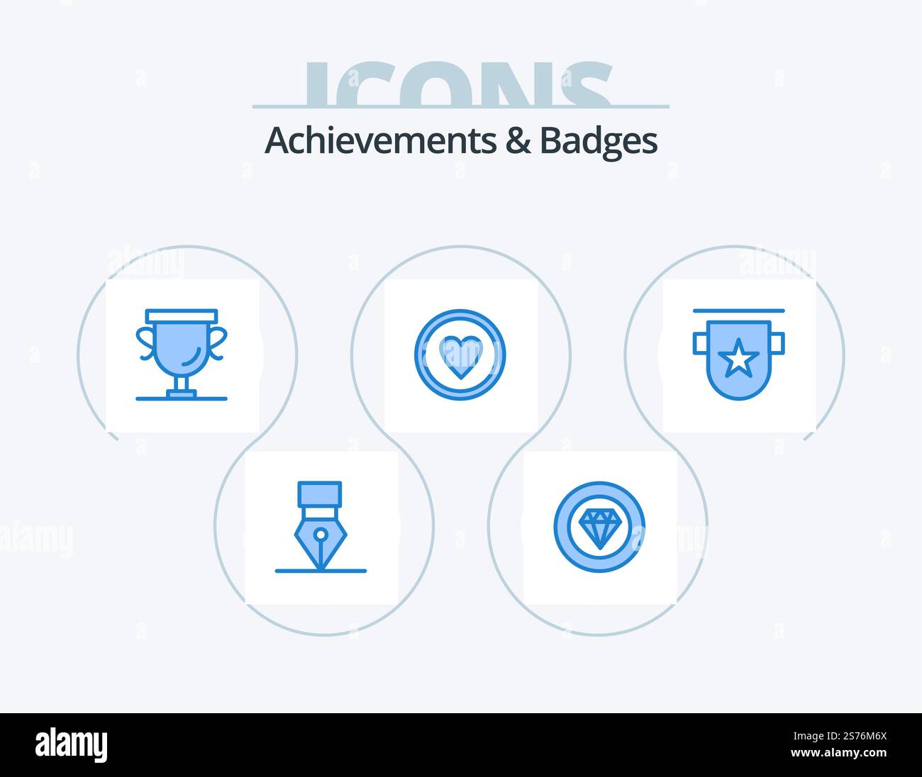 Achievements and Badges Blue Icon Pack 5 Icon Design. badges. wreath ...