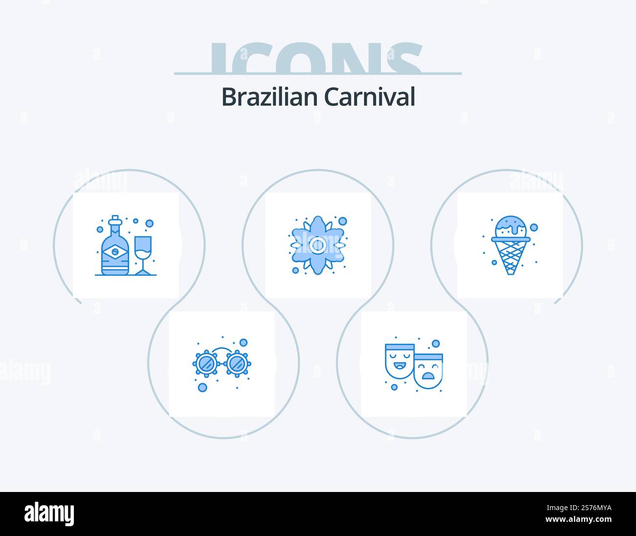 Brazilian Carnival Blue Icon Pack 5 Icon Design. ice cream. cream ...