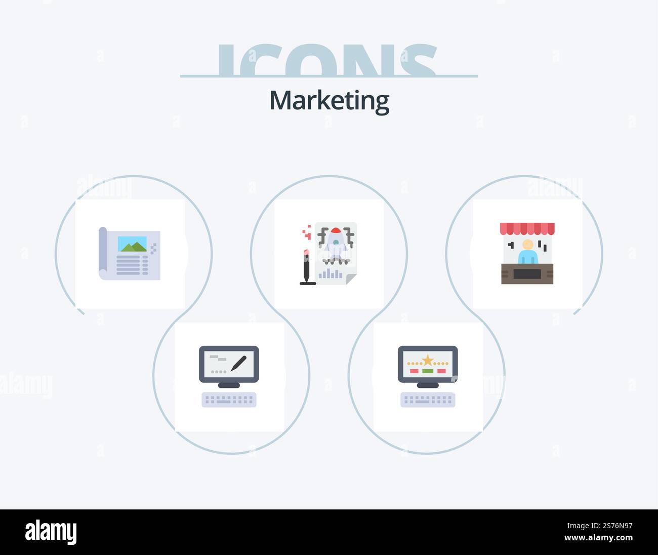 Marketing Flat Icon Pack 5 Icon Design. e-commerce. advertising. plan ...