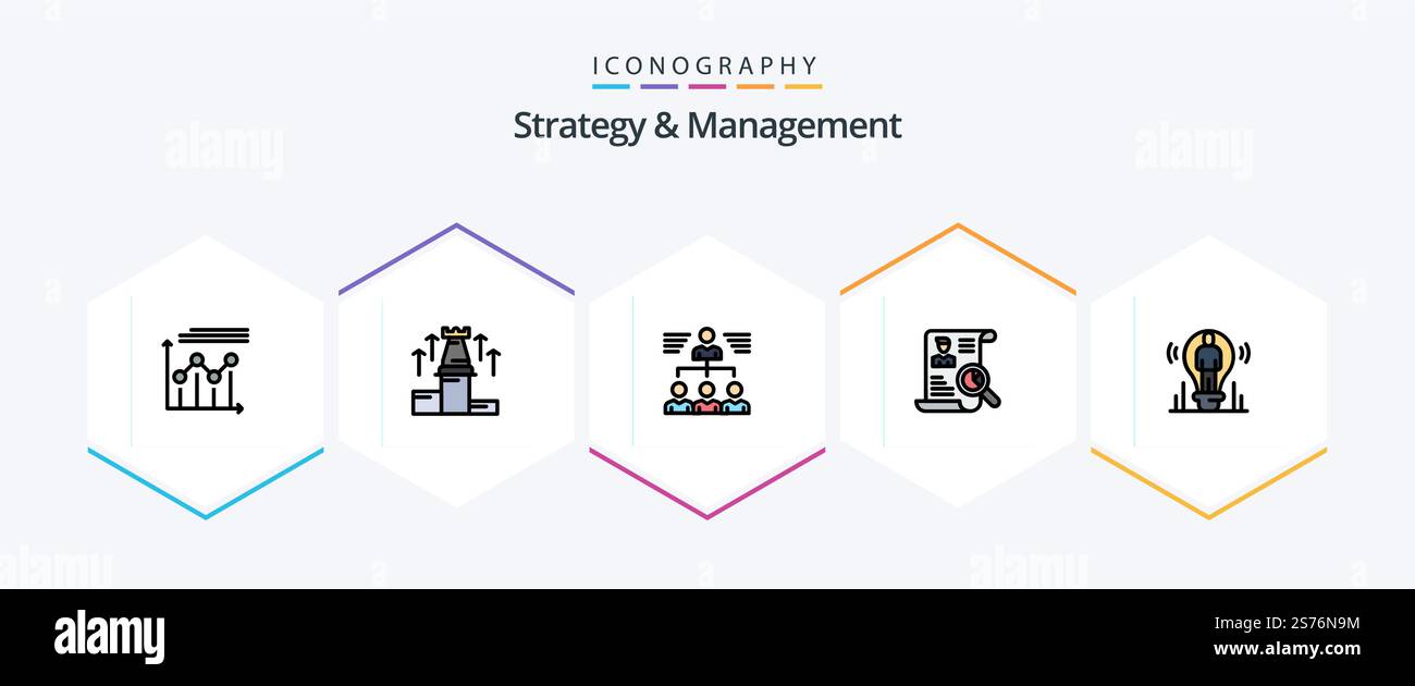 Strategy And Management 25 FilledLine icon pack including cv. resume ...