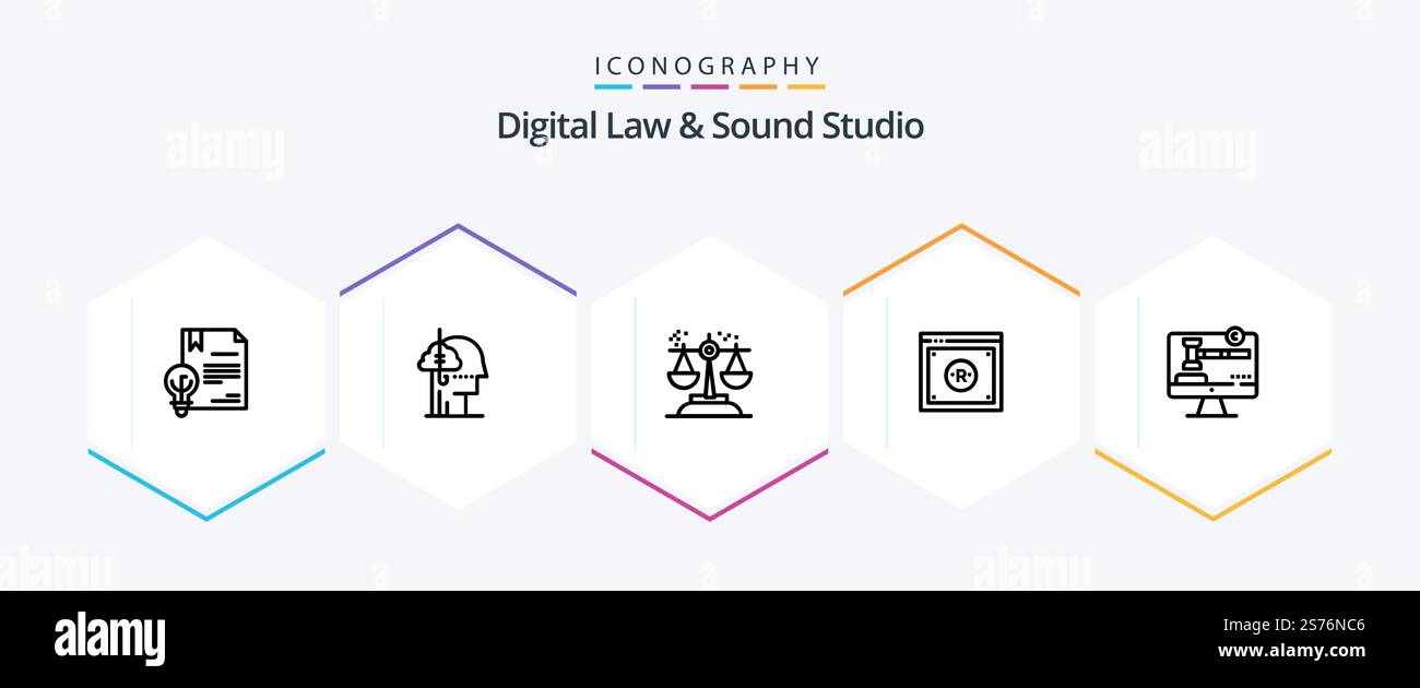 Digital Law And Sound Studio 25 Line icon pack including digital ...