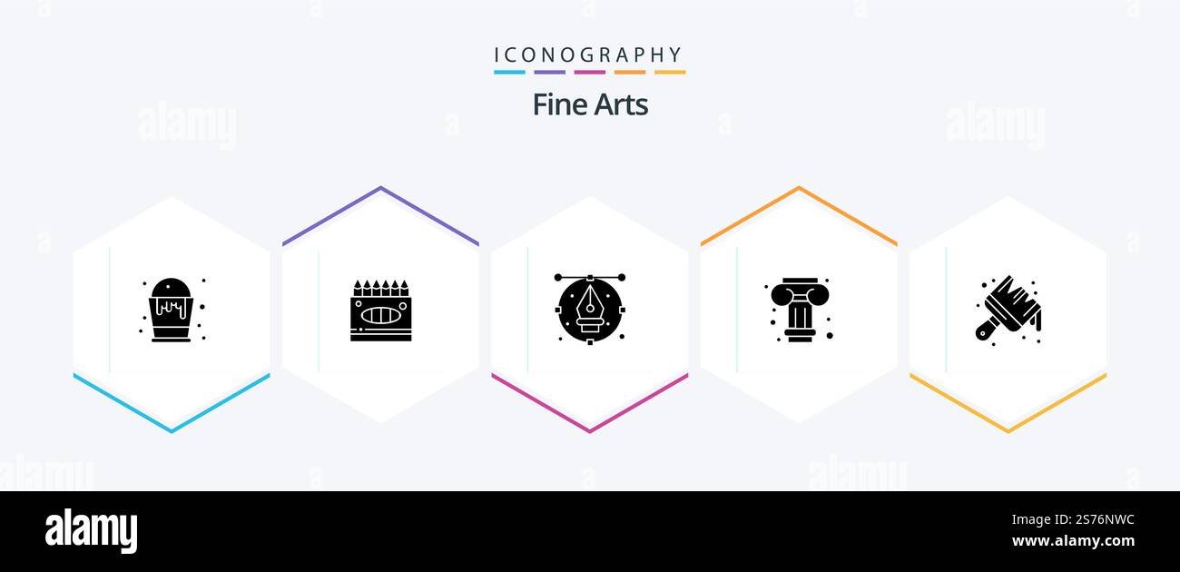Fine Arts 25 Glyph icon pack including arts. greek. art. column. pencil ...