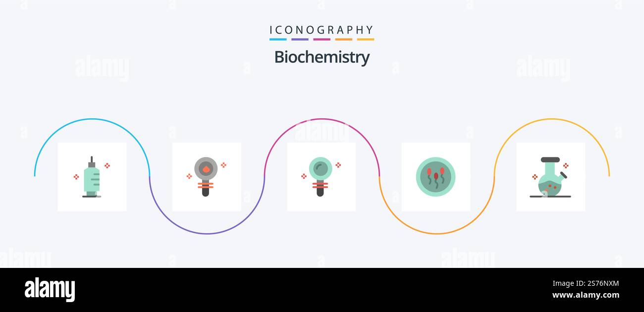 Biochemistry Flat 5 Icon Pack Including process. chemistry. laboratory ...