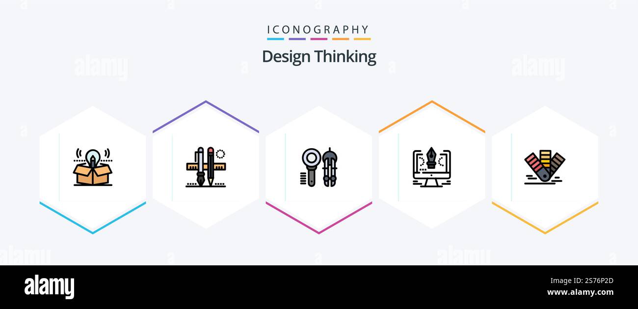 Design Thinking 25 FilledLine icon pack including drawing. scale ...