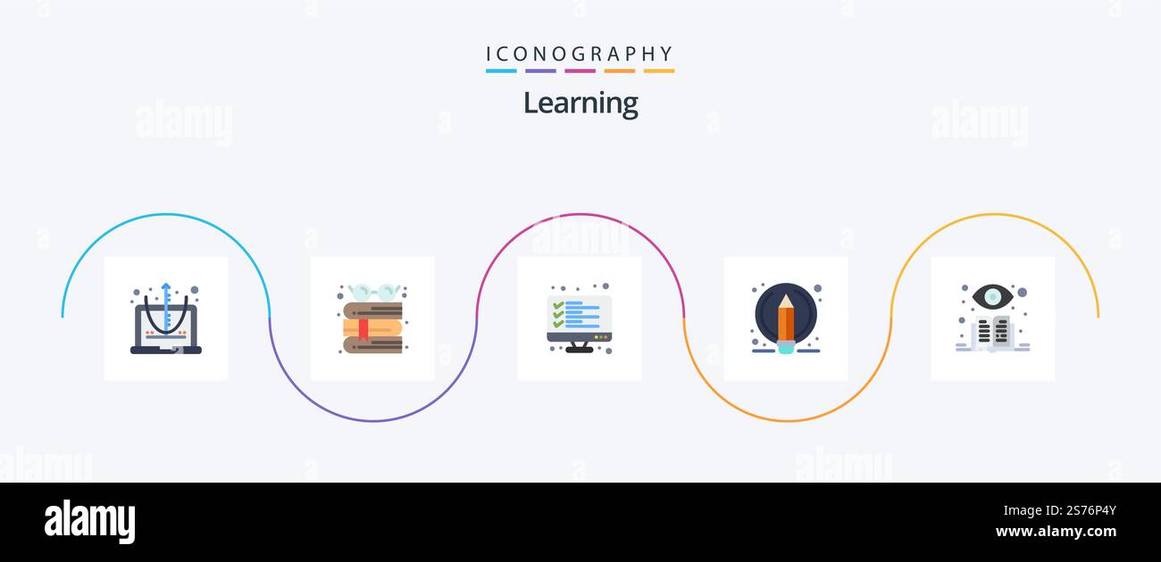 Learning Flat 5 Icon Pack Including Learning Pen Checklist Edit