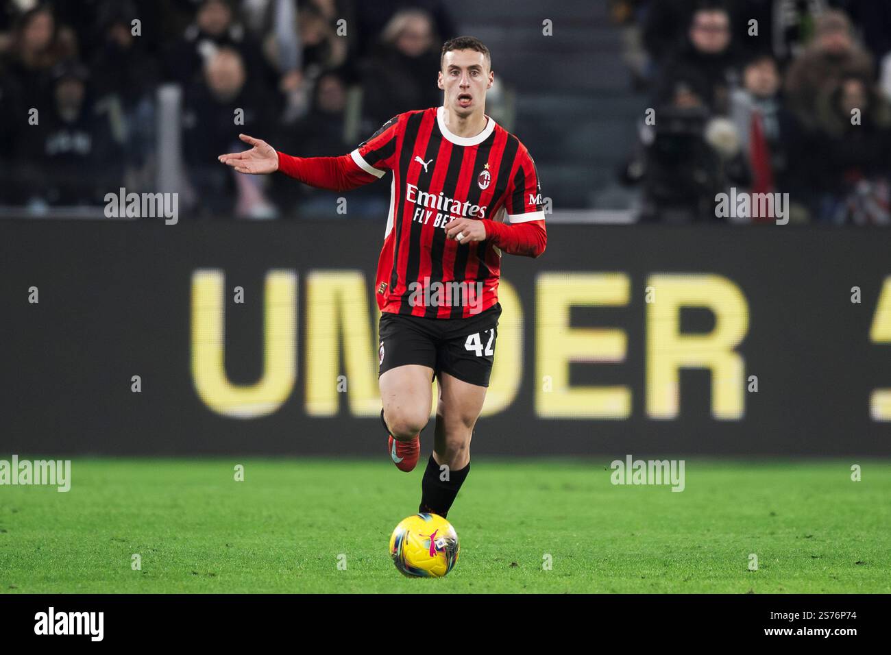 Turin, Italy. 18 January 2025. Filippo Terracciano of AC Milan in ...