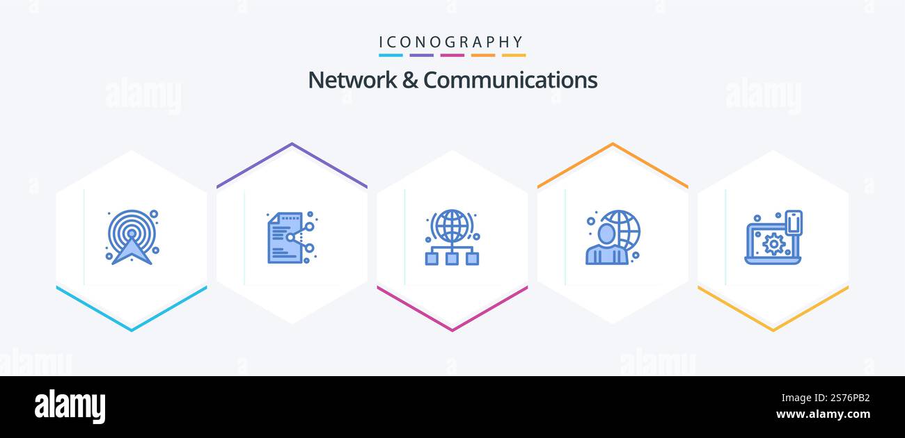 Network And Communications 25 Blue icon pack including globe. user ...