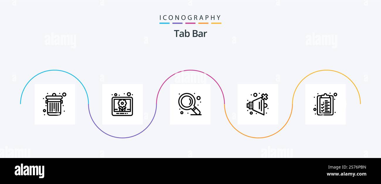 Tab Bar Line 5 Icon Pack Including . zoom. list. check list Stock ...