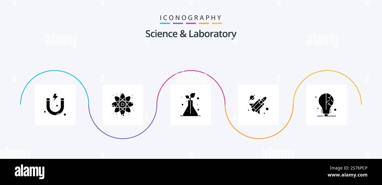 Science Glyph 5 Icon Pack Including . trees. science. bulb Stock Vector ...