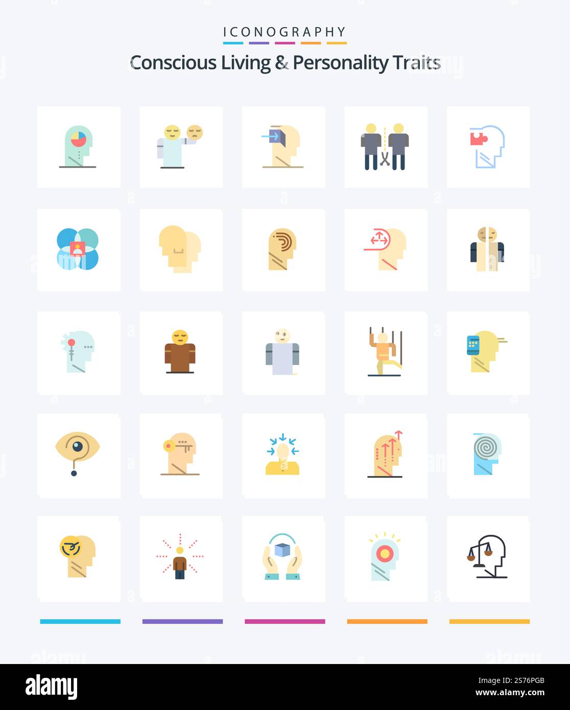 Creative Concious Living And Personality Traits 25 Flat icon pack Such ...