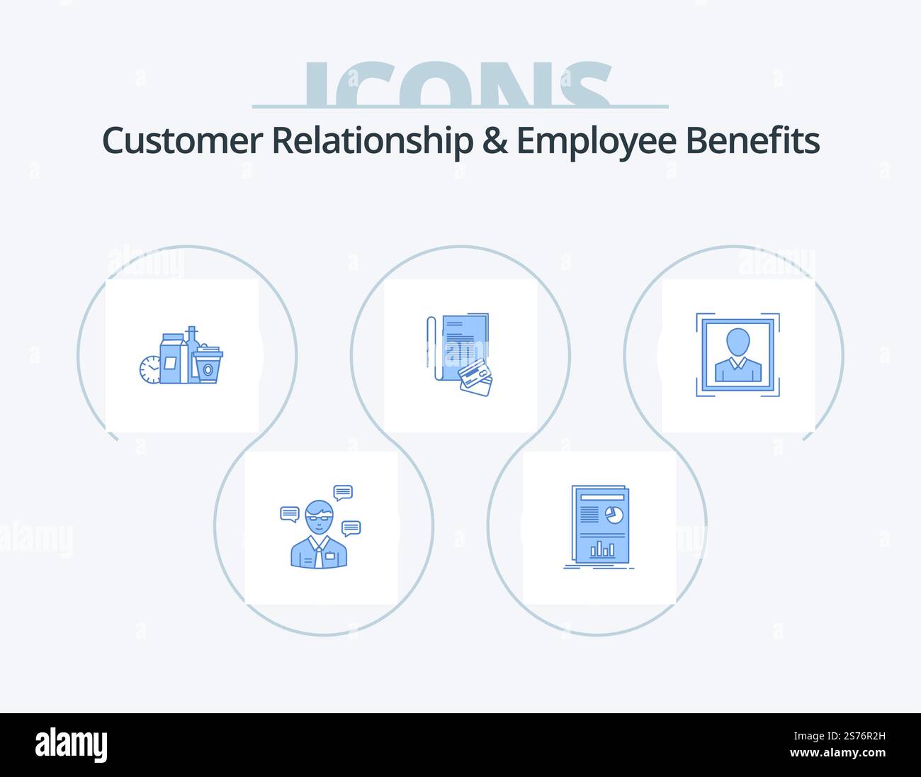 Customer Relationship And Employee Benefits Blue Icon Pack 5 Icon ...