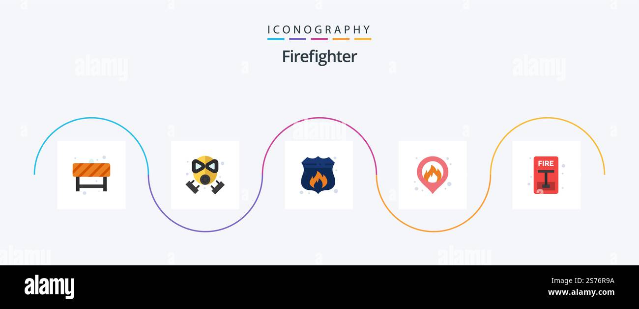 Firefighter Flat 5 Icon Pack Including evacuate. emergency. access. map ...