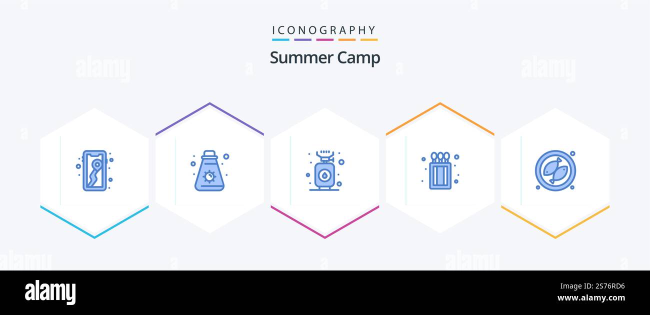 Summer Camp 25 Blue icon pack including meet. camping. camping. match ...