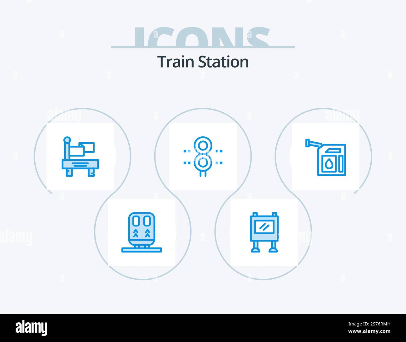 Train Station Blue Icon Pack 5 Icon Design. gas. transportation. flag ...