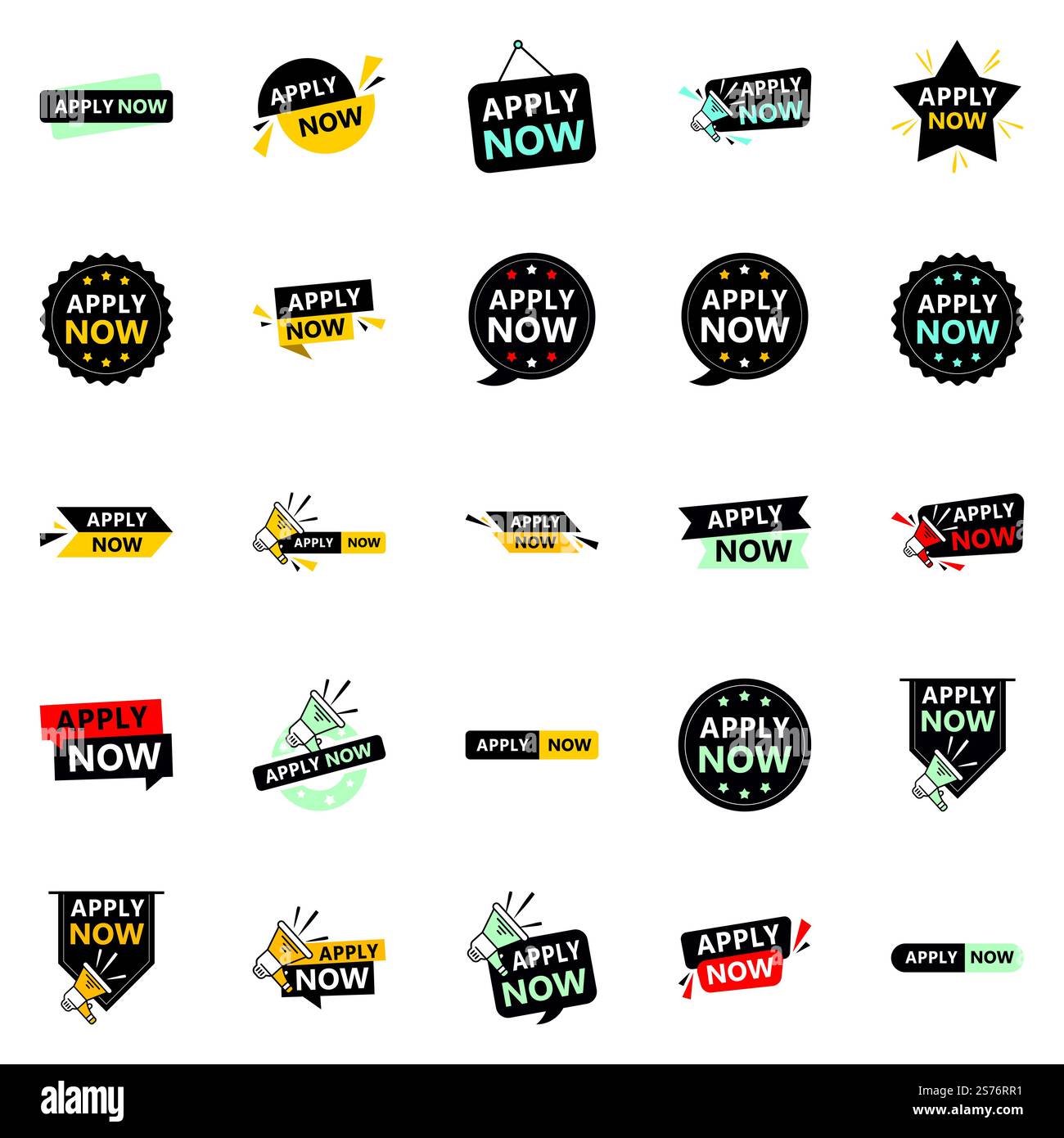 Make a Statement with Our Pack of 25 Apply Now Banners Stock Vector ...