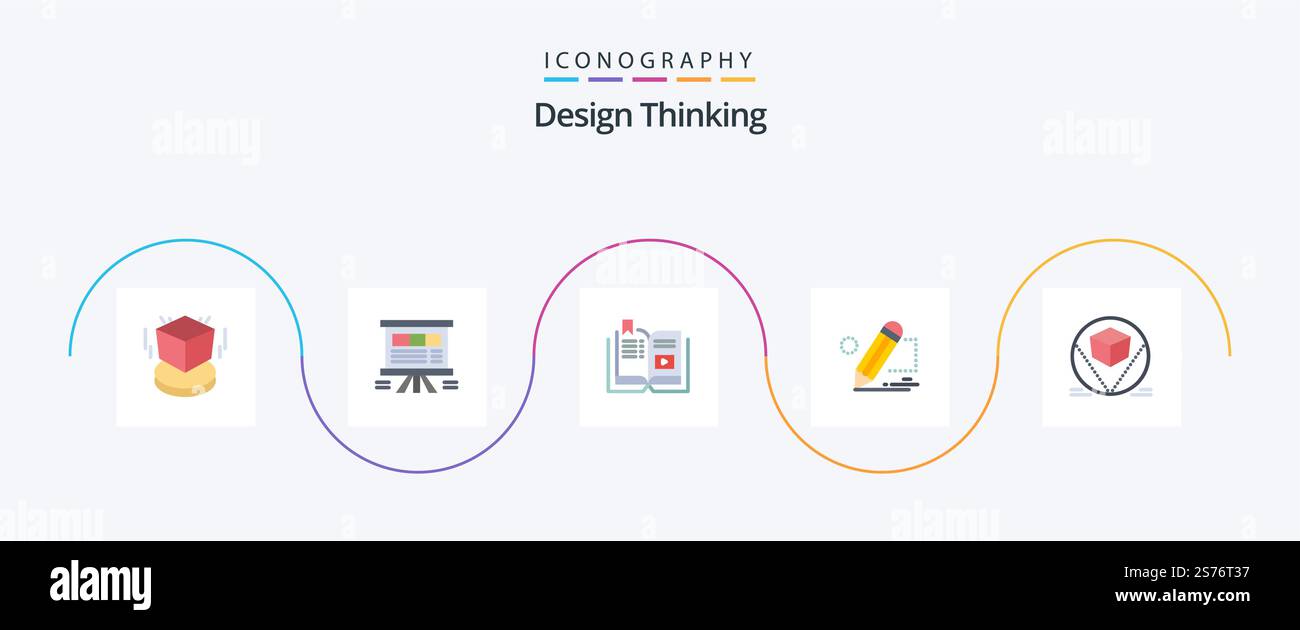 Design Thinking Flat 5 Icon Pack Including painting. pencil. chart ...