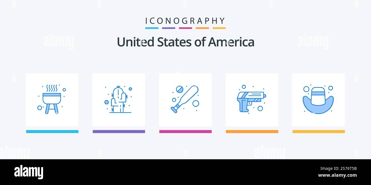 Usa Blue 5 Icon Pack Including . cap. bat. american. army. Creative ...