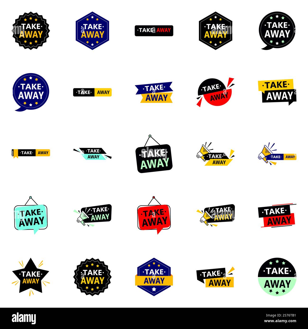 Food on the go 25 Vector Designs in the Take Away Pack for Food Outlets ...
