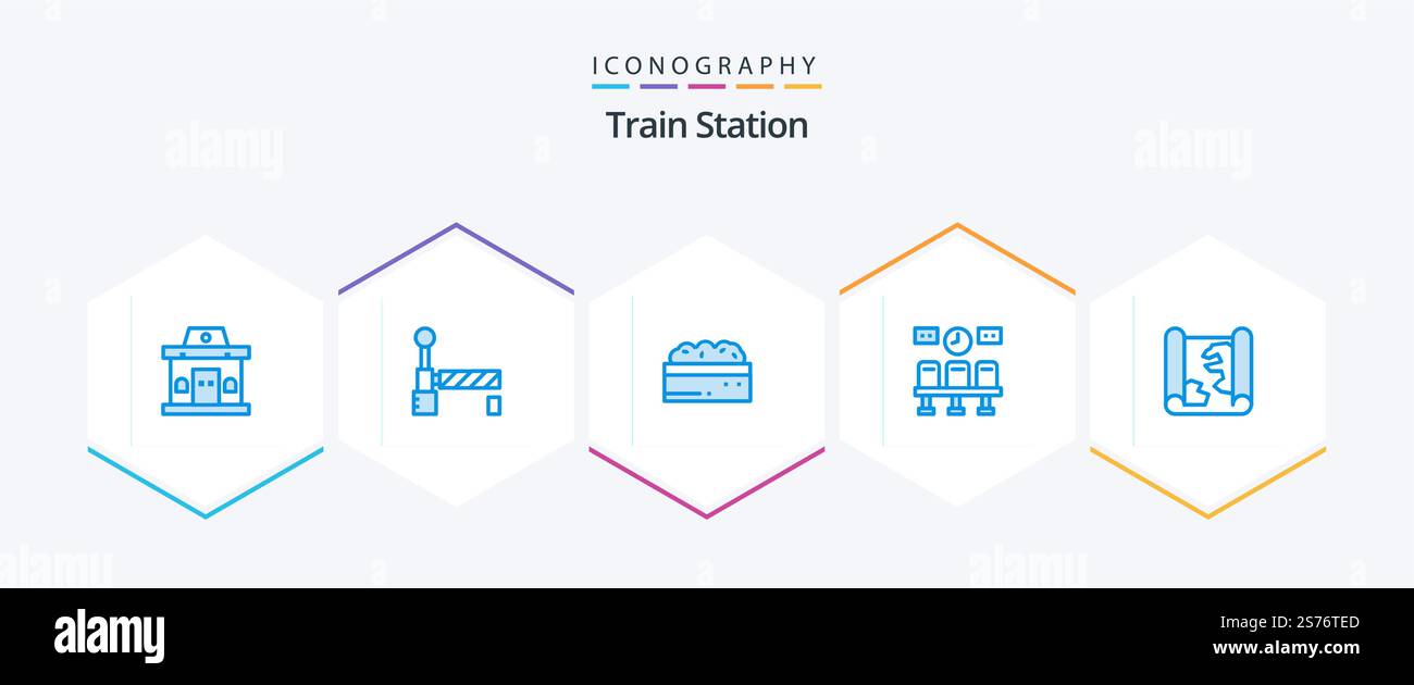 Train Station 25 Blue icon pack including pin. location. bush. clock ...