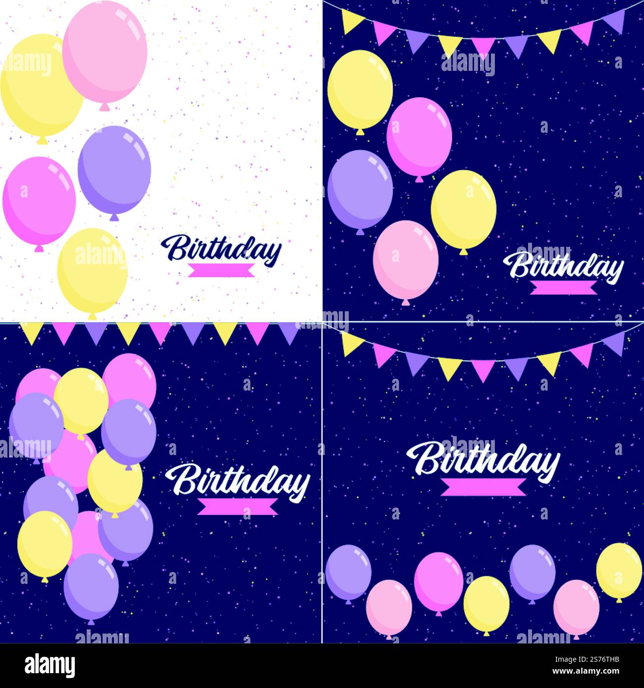 Happy Birthday design with a pastel color scheme and a hand-drawn cake ...