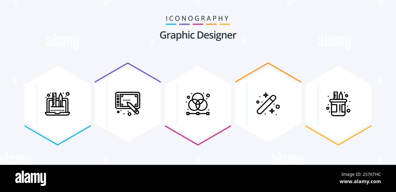 Graphic Designer 25 Line icon pack including box. graphic. design ...