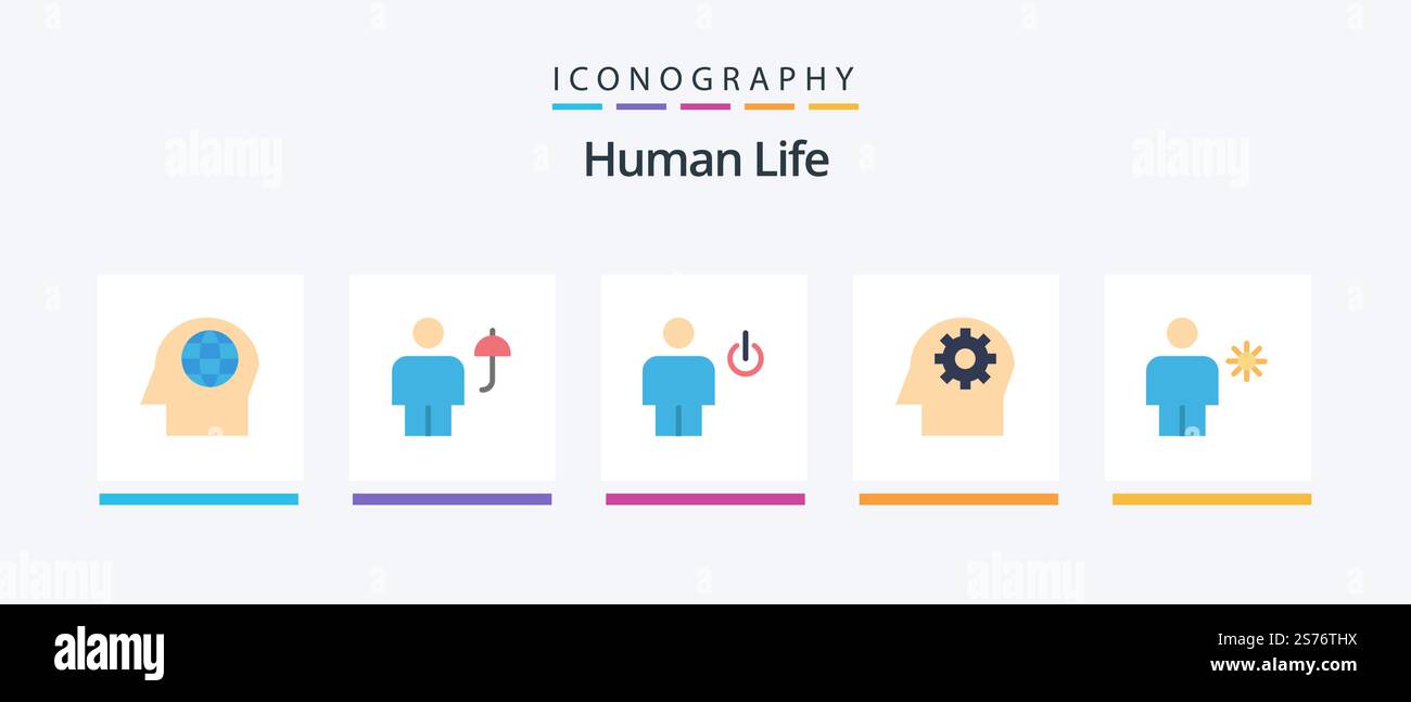 Human Flat 5 Icon Pack Including body. mind. avatar. mental. standby ...