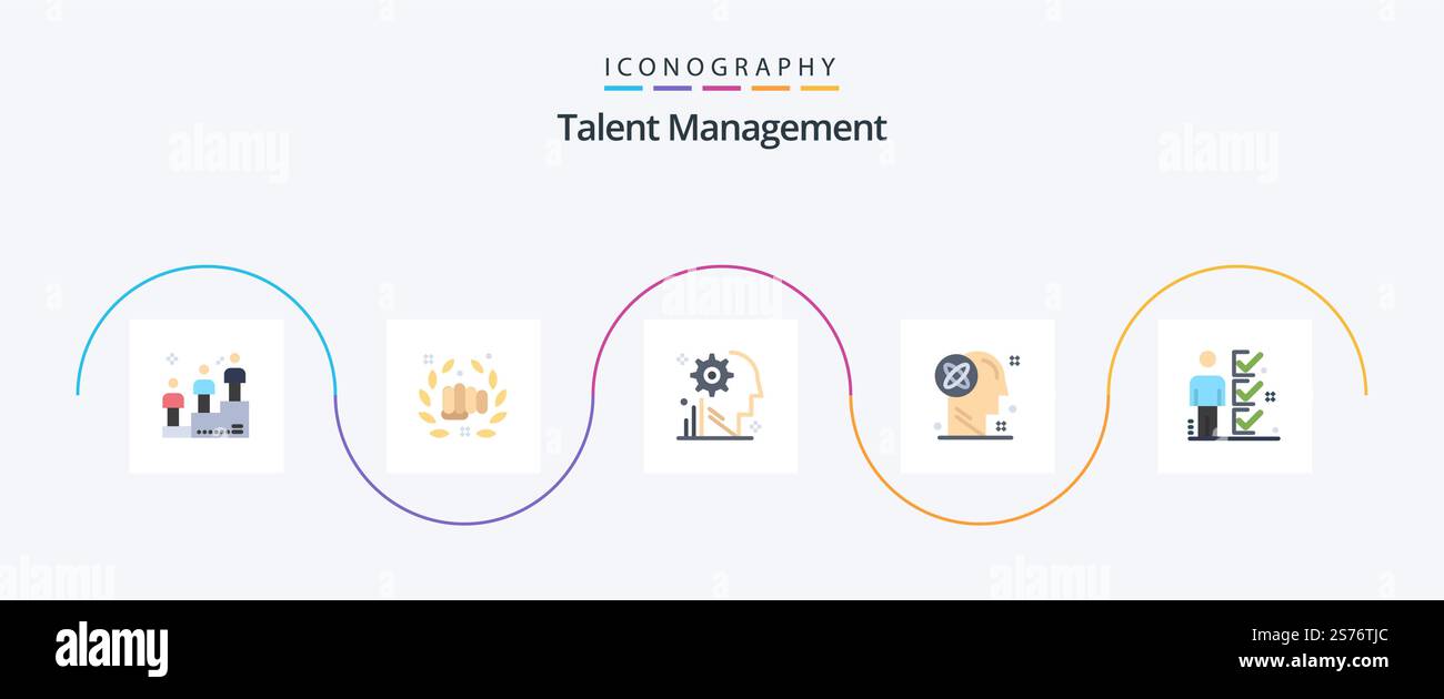 Talent Management Flat 5 Icon Pack Including solution. mind. fist. user ...