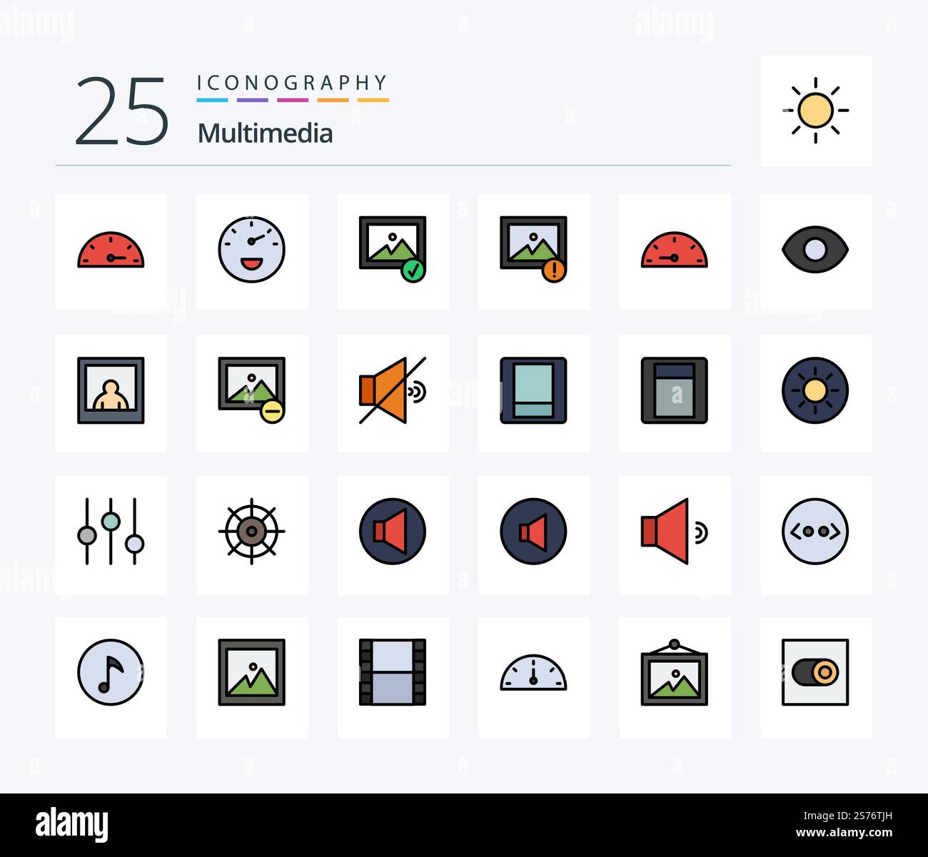 Multimedia 25 Line Filled icon pack including image. woman. photo. photo. eye Stock Vector Image ...