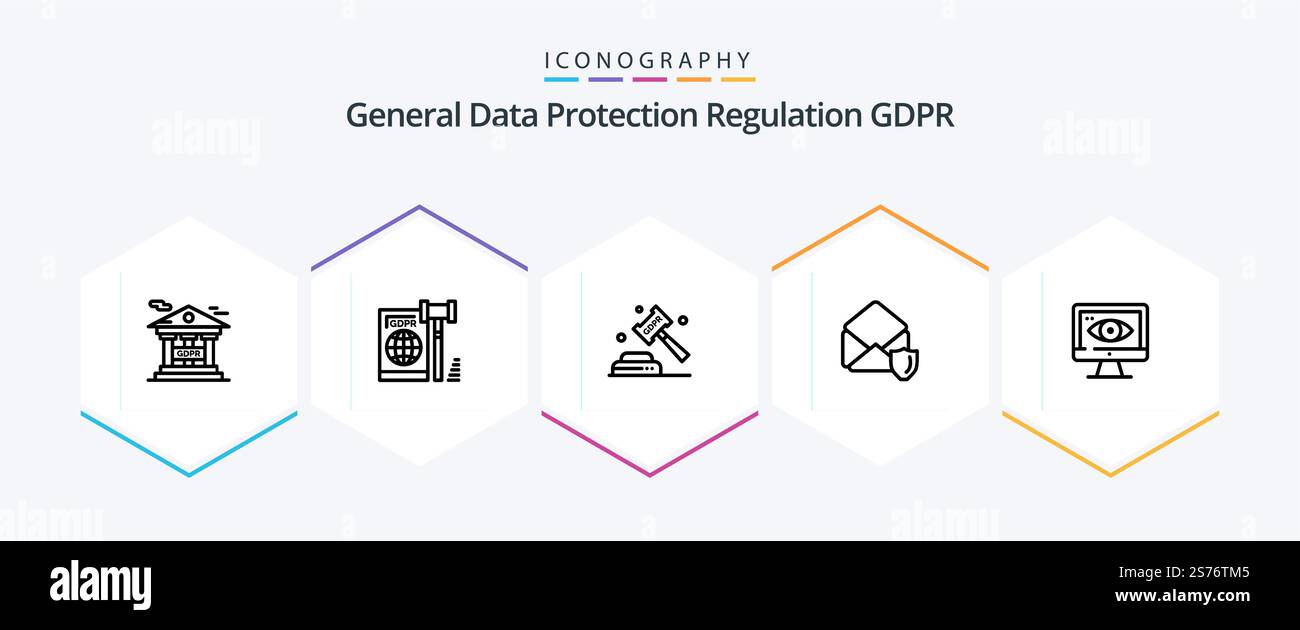 Gdpr 25 Line icon pack including . law . gdpr . justice . enforcement ...