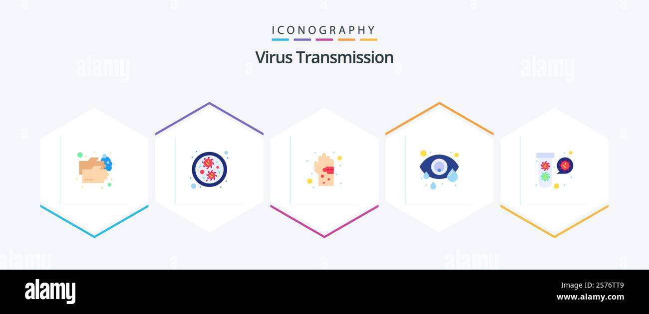 Virus Transmission 25 Flat icon pack including elucation. human eye. bacterial. eye infection ...