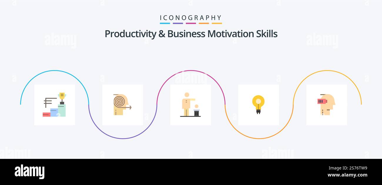 Productivity And Business Motivation Skills Flat 5 Icon Pack Including ...