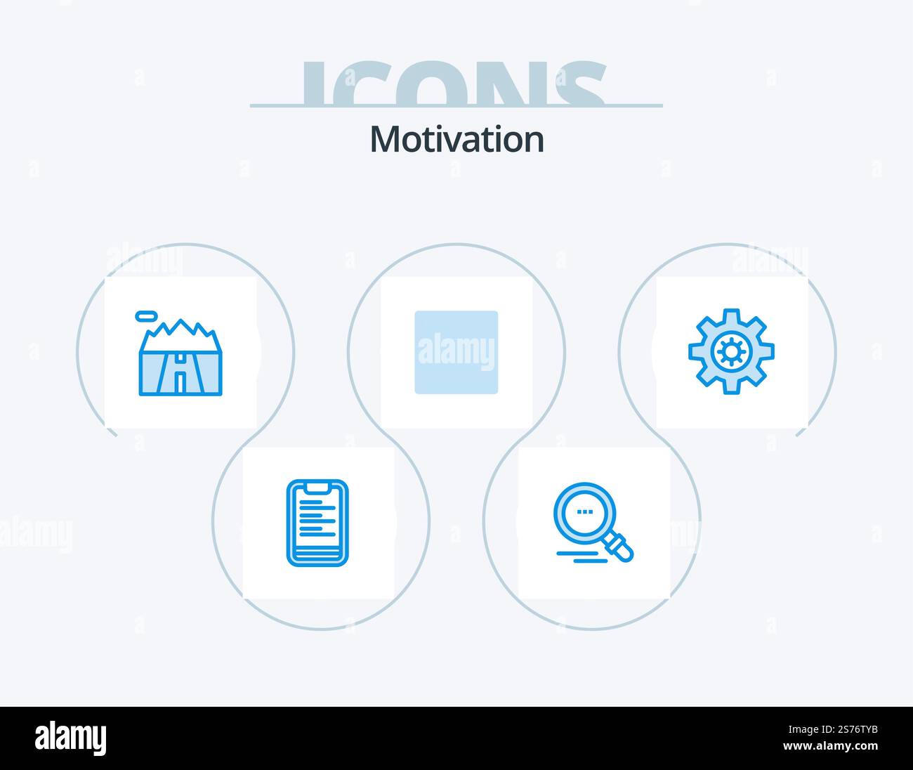 Motivation Blue Icon Pack 5 Icon Design. . setting. mountains. gear ...