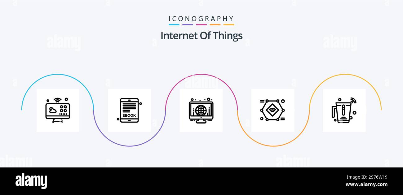 Internet Of Things Line 5 Icon Pack Including juice. wifi. monitor ...