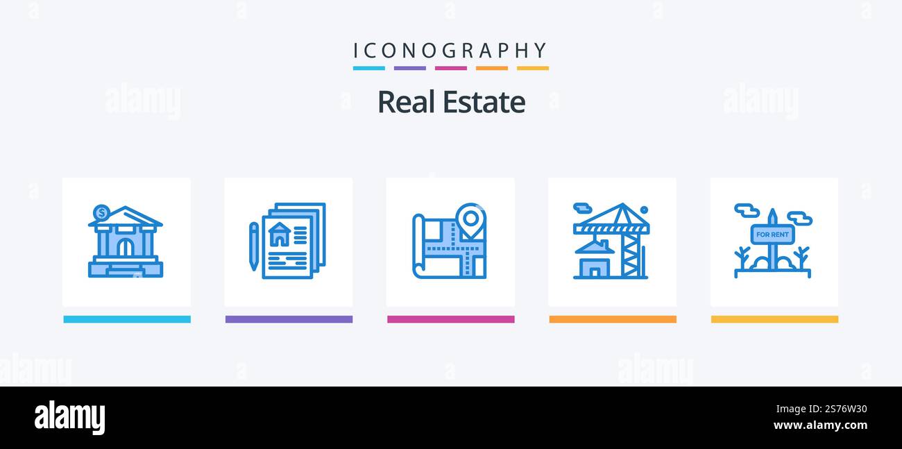 Real Estate Blue 5 Icon Pack Including real estate. board. map ...