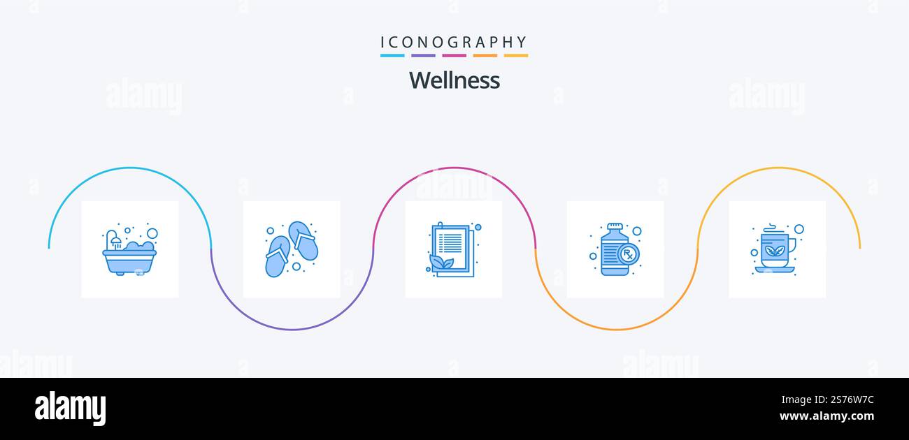 Wellness Blue 5 Icon Pack Including tea. breakfast. clipboard. rx ...