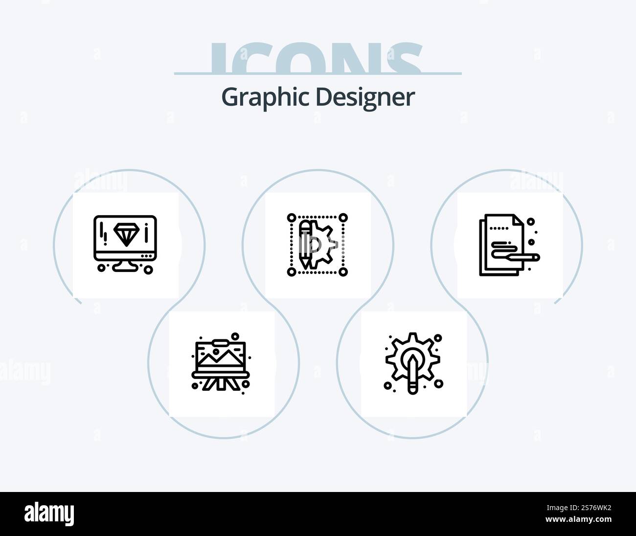 Graphic Designer Line Icon Pack 5 Icon Design. artistic. keypad ...