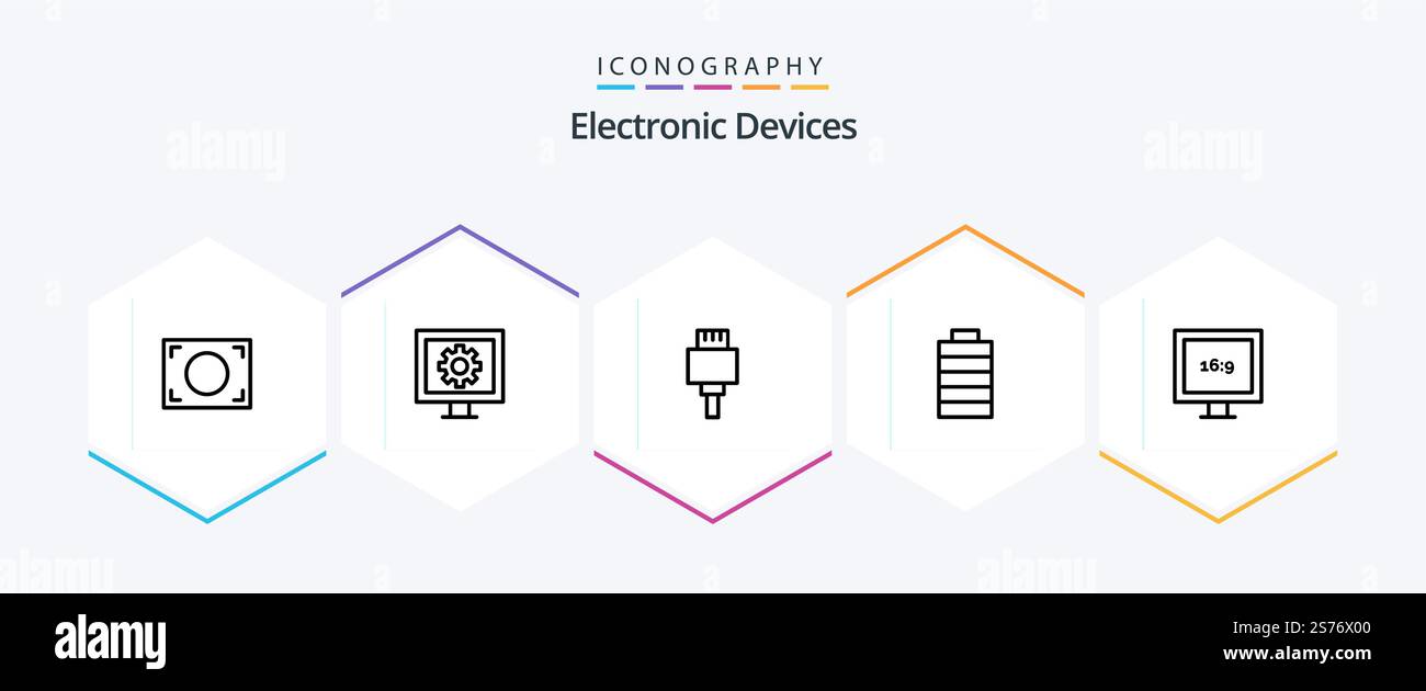 Devices 25 Line icon pack including . hd. devices. display. energy ...
