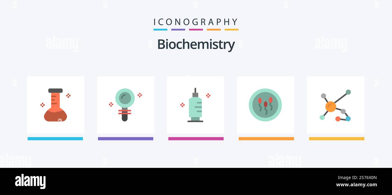 Biochemistry Flat 5 Icon Pack Including biochemistry. process. medicine ...