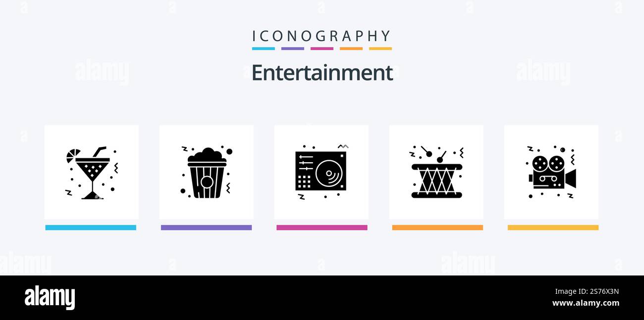 Entertainment Glyph 5 Icon Pack Including sound. multimedia. disc ...
