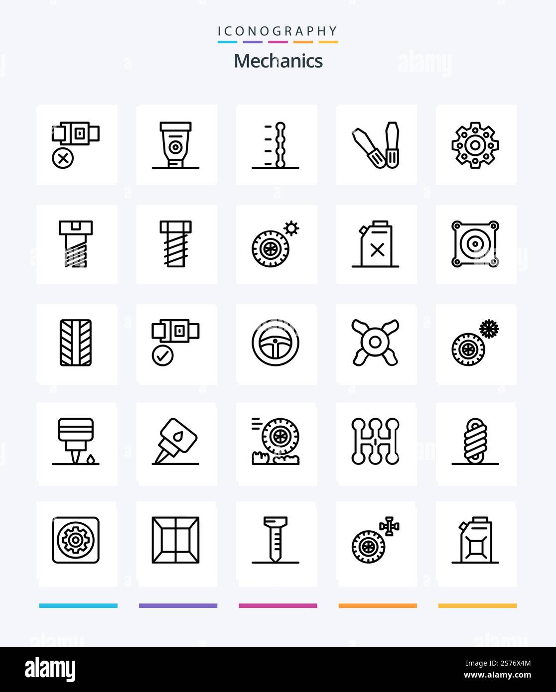 Creative Mechanics 25 OutLine icon pack Such As bolt. bolt. auto. gears ...