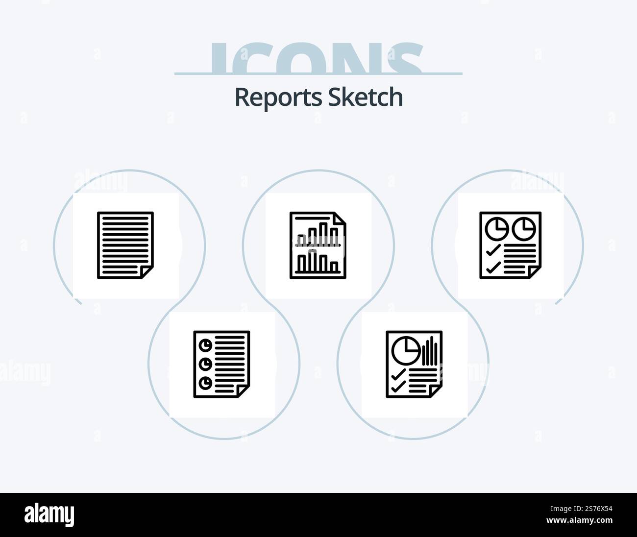Reports Sketch Line Icon Pack 5 Icon Design. page. data. report. video ...