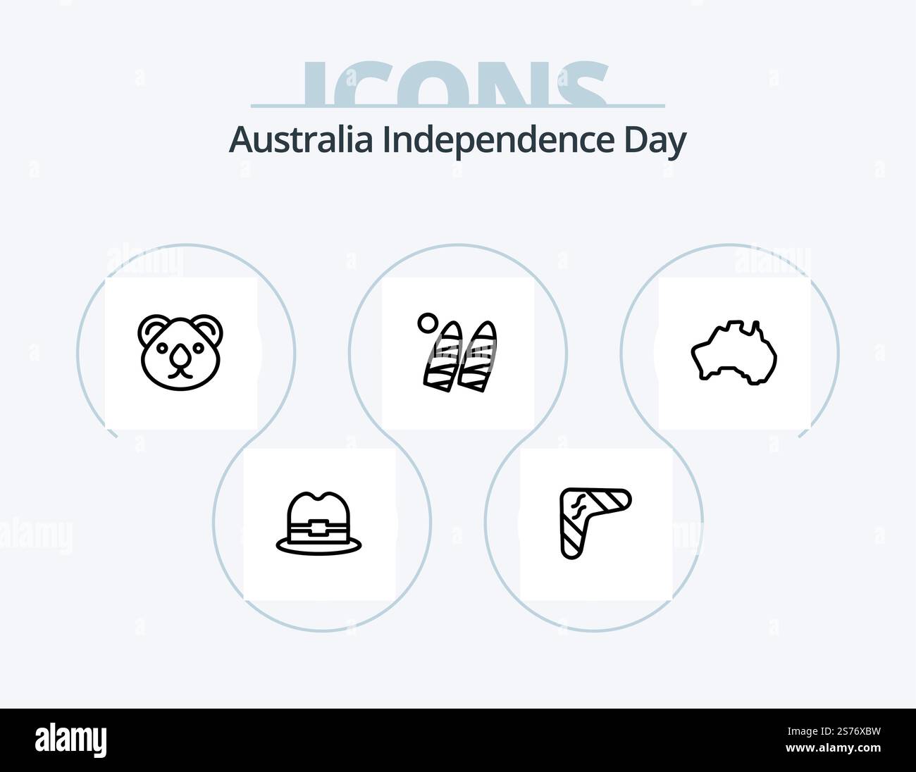 Australia Independence Day Line Icon Pack 5 Icon Design. tree ...