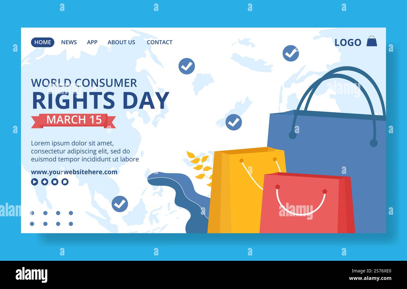 World Consumer Rights Day Social Media Landing Page Flat Cartoon Hand ...