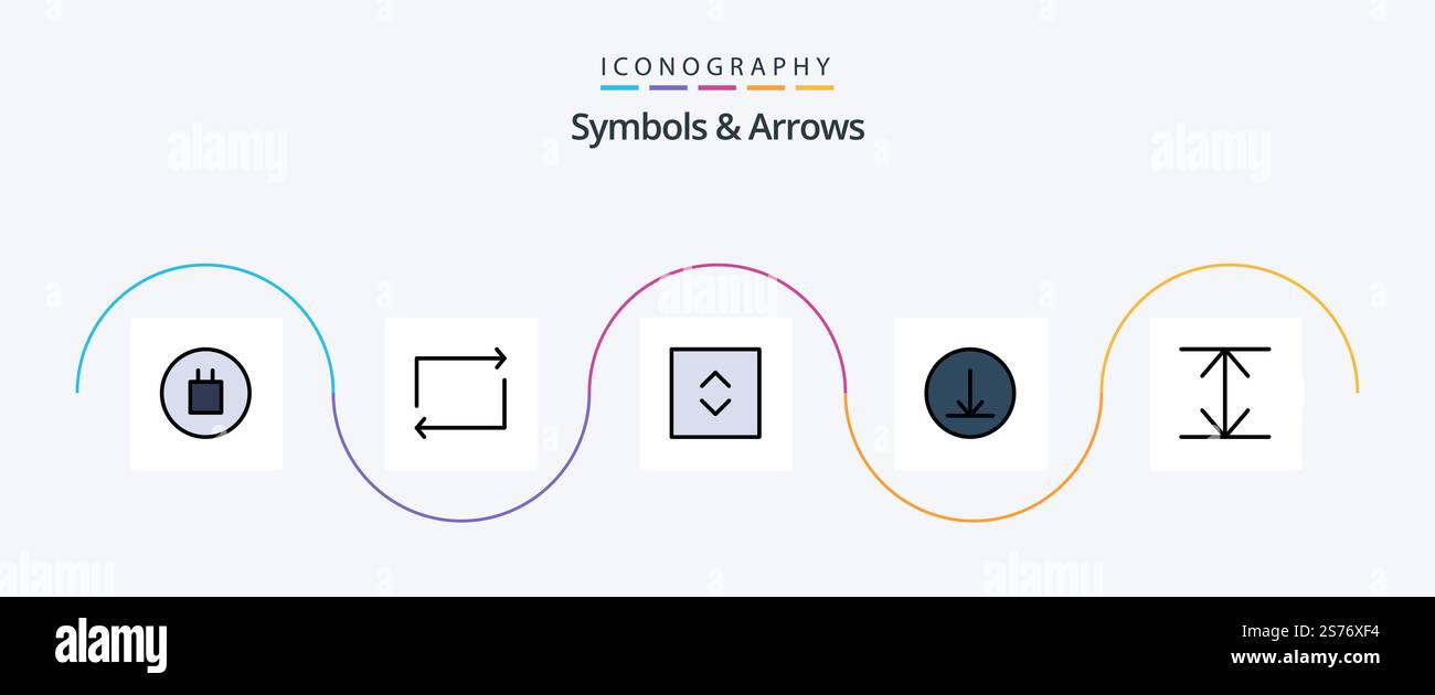 Symbols and Arrows Line Filled Flat 5 Icon Pack Including . square ...