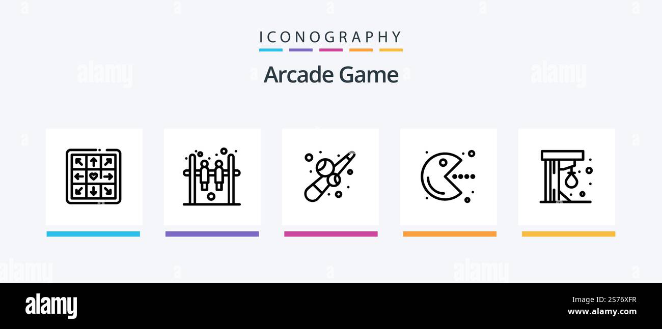 Arcade Line 5 Icon Pack Including competition. play. pacman. party ...